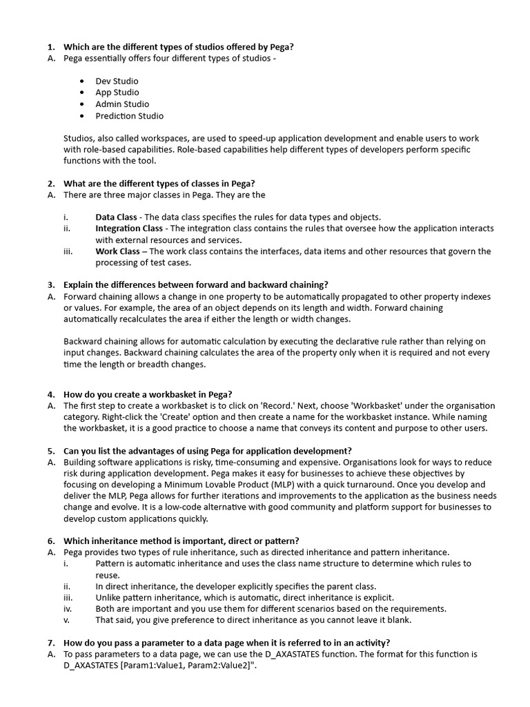 PEGA Interview Questions and Answers | PDF | Soap | Class (Computer Programming)