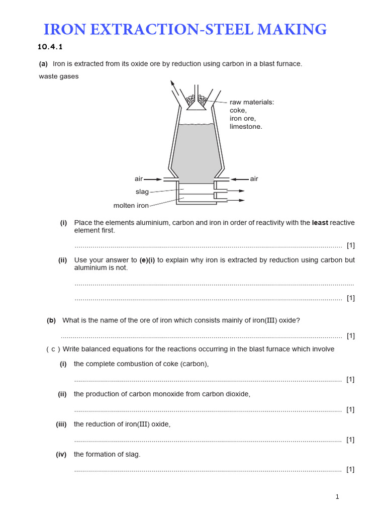 9.8 Iron Extraction Steel Making Set 2 QP Ms | PDF | Iron | Oxide