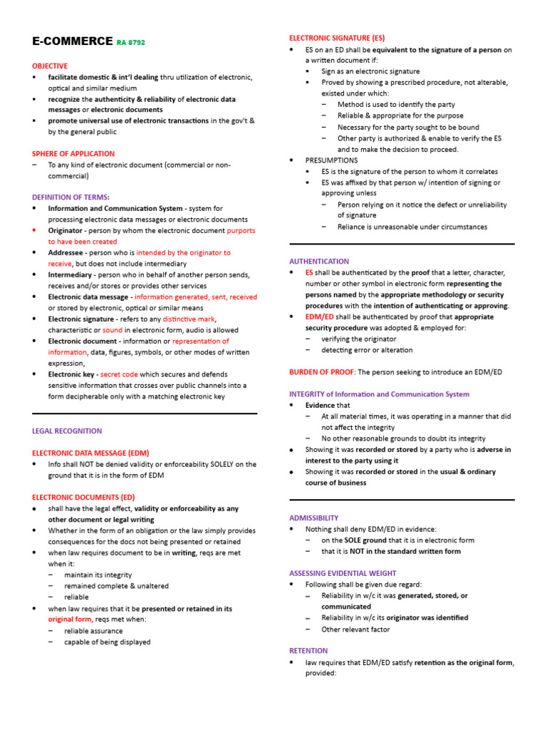 .RFBT NOTES - E-Commerce | PDF | Information | Authentication