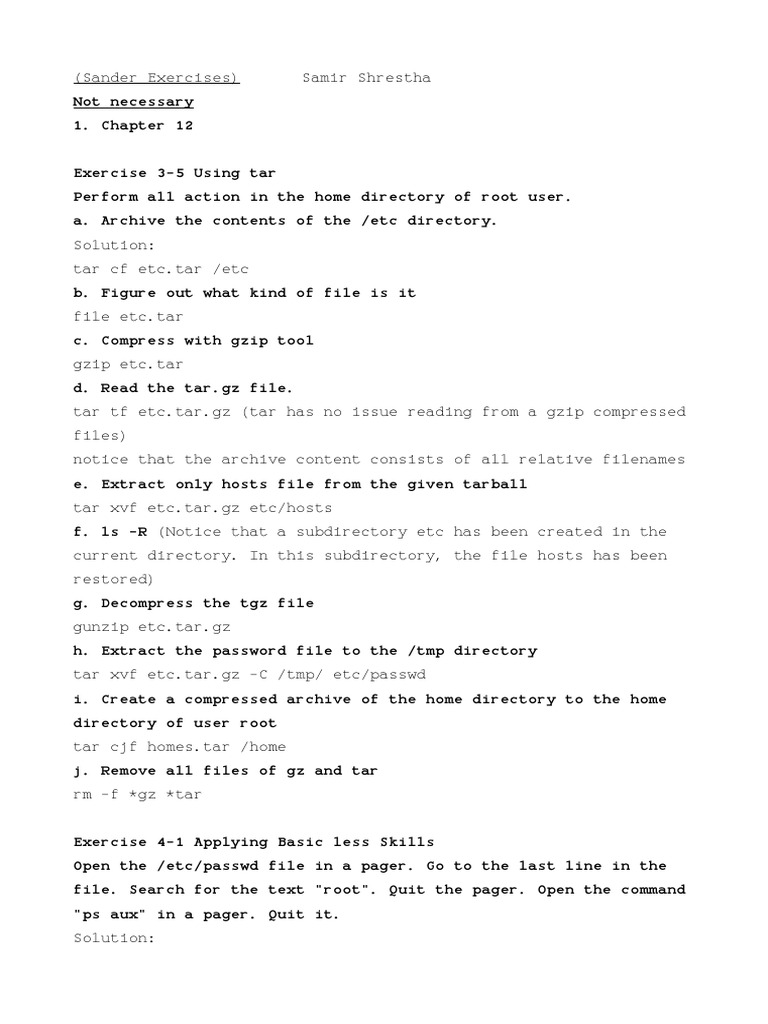 Sander Exercises | PDF | Unix | Unix Software
