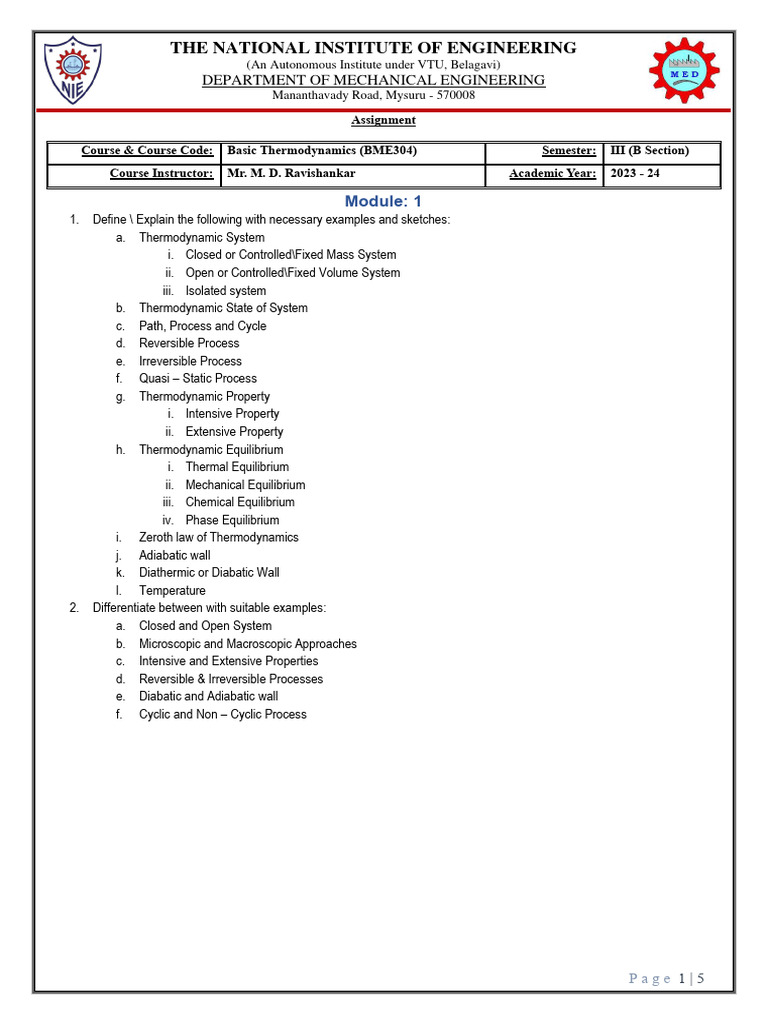 BTD - BME304 (2023-24) Assignment Questions | PDF