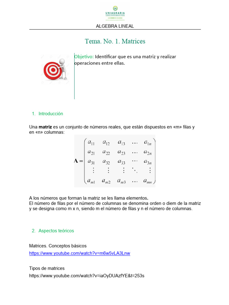 Introducción a Matrices en Álgebra Lineal | PDF | Matriz (Matemáticas ...