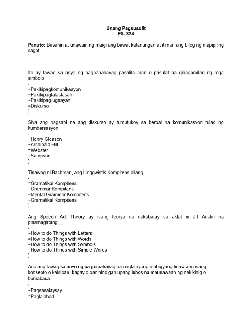 Filipino Exam | PDF