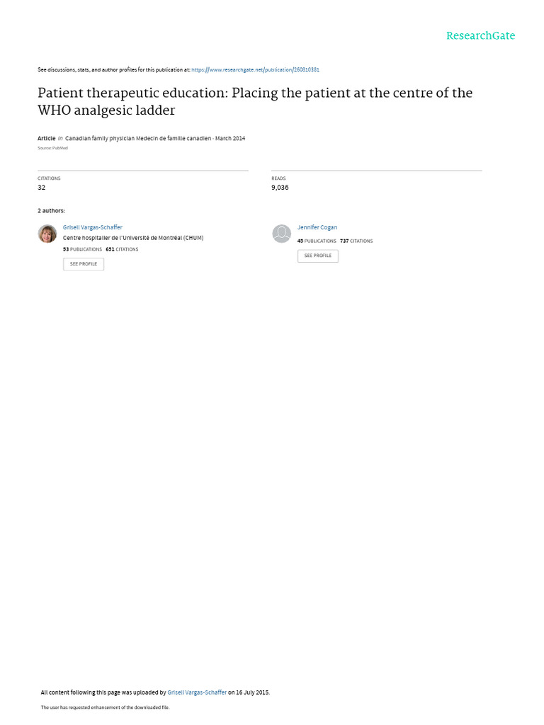 Analgesic Ladder Therapeutic Education | PDF