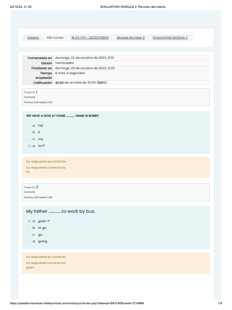 EVALUATION MODULE 2 - Revisión Del Intento | PDF
