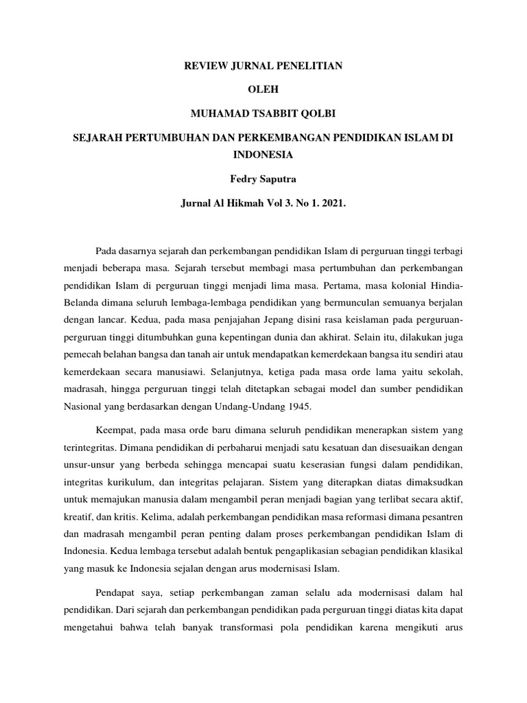 Review Jurnal Penelitian | PDF