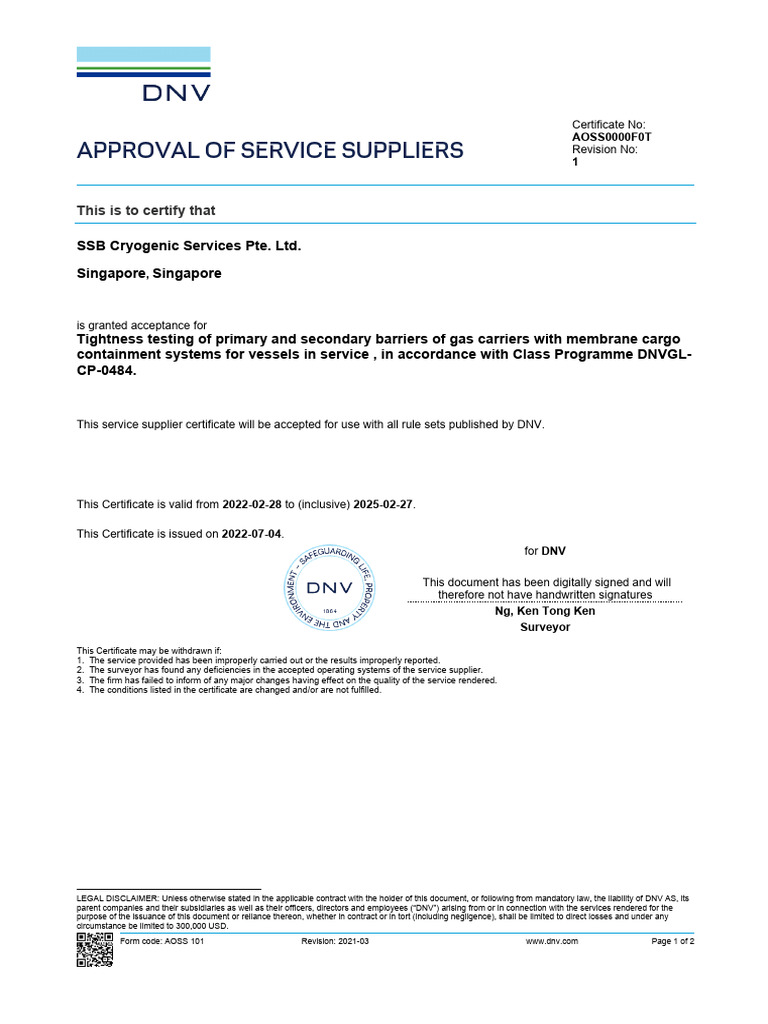 DNV Aoss0000f0t A1156258 | Download Free PDF | Civil Law (Legal System ...