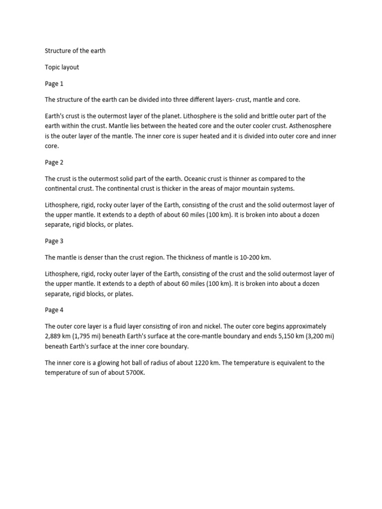 Structure of The Earth - Topic Layout | PDF