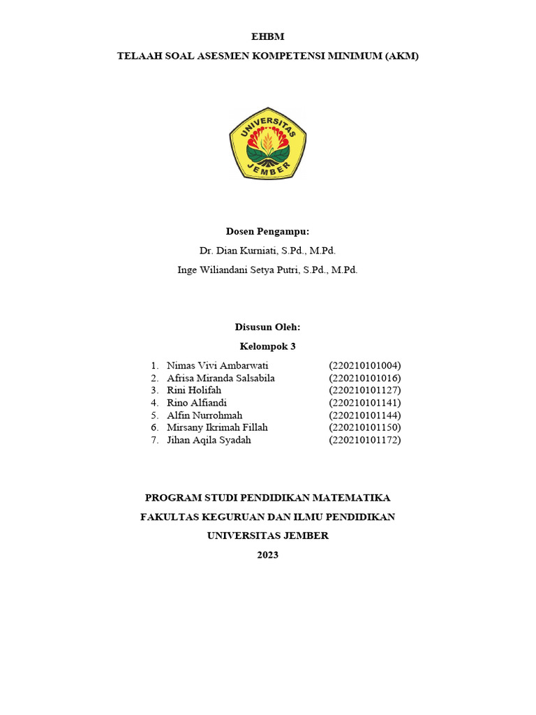 Ehbm - Kelompok 3 - Telaah Soal Akm | PDF
