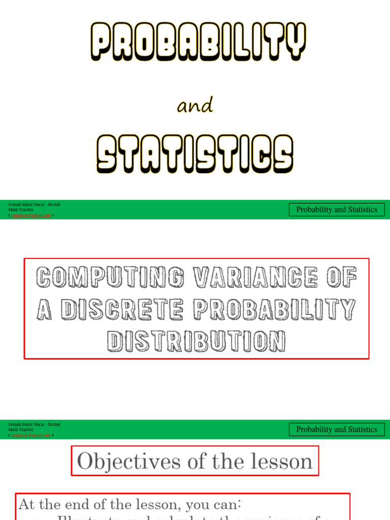 Lesson 2 Math Shs | PDF | Variance | Random Variable