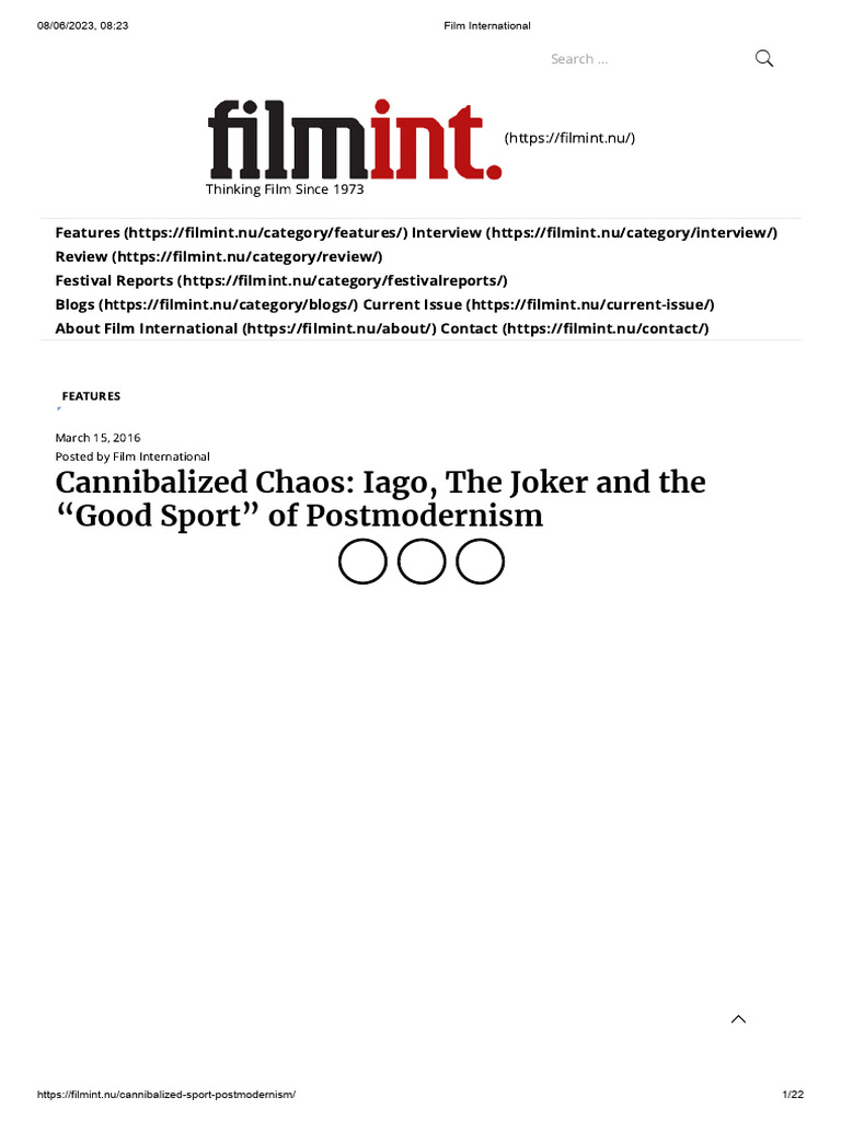 Postmodern Chaos: Iago & Joker | PDF | Iago | Othello