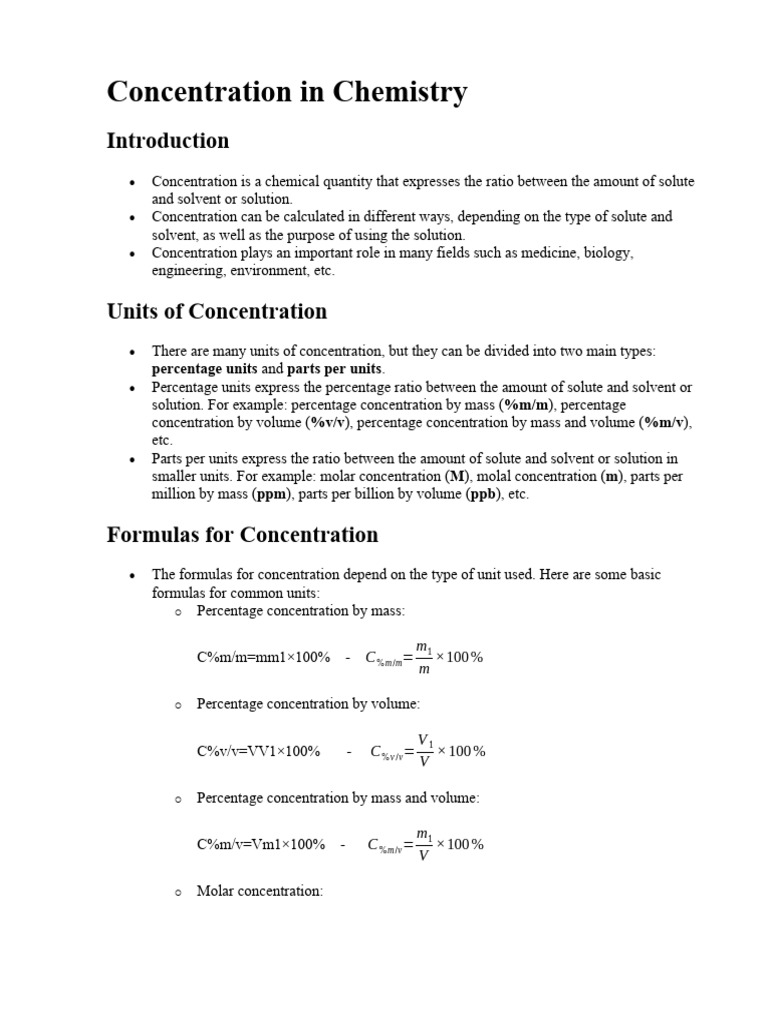 Calculating Concentration in Chemistry | PDF | Concentration | Quantity