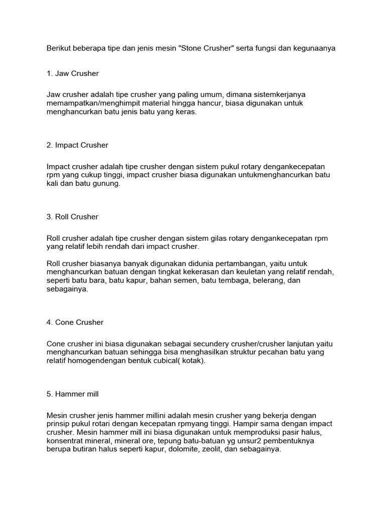 Berikut Beberapa Tipe Dan Jenis Mesin | PDF