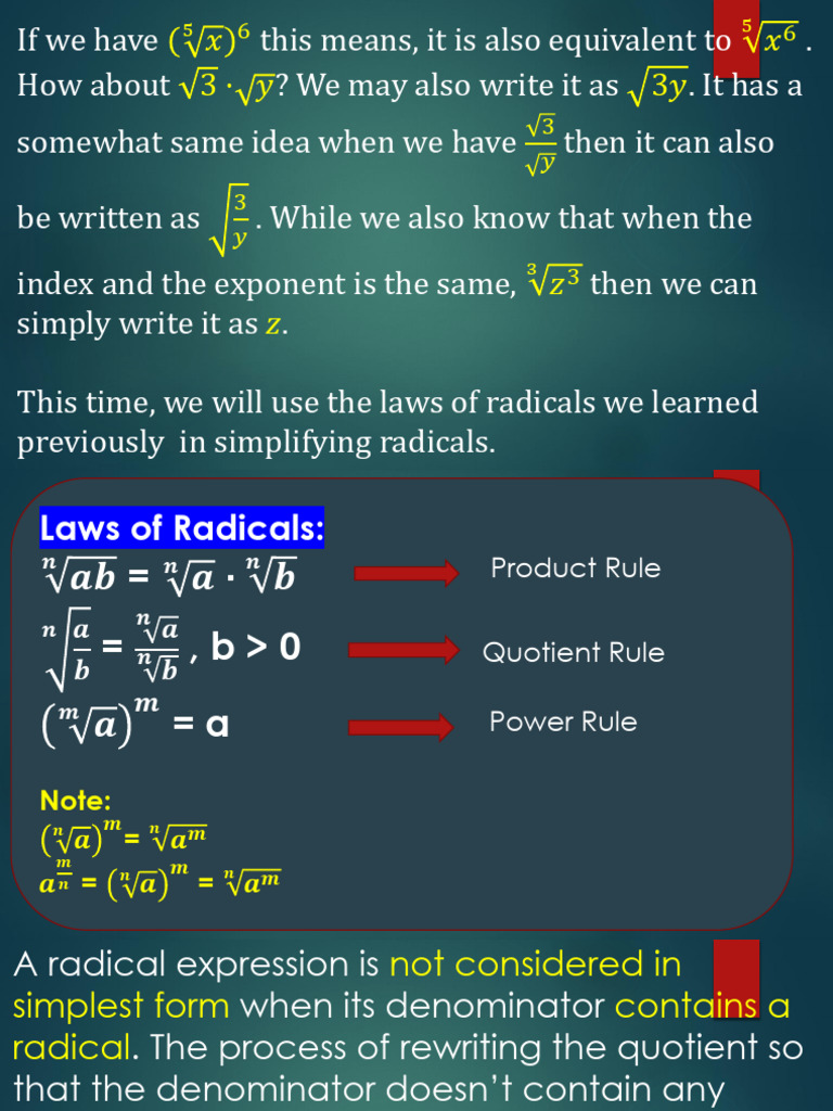 M9 (19) Simplifying Radical Expression | PDF | Algebra | Abstract Algebra