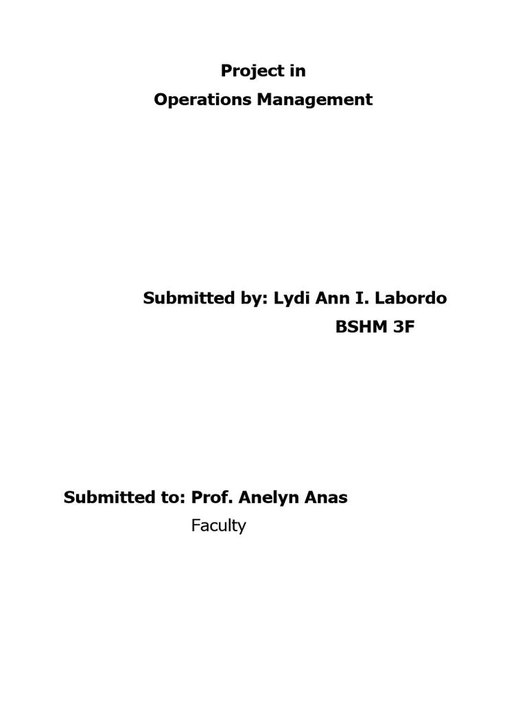 OM Project | Download Free PDF | Hotel | Business