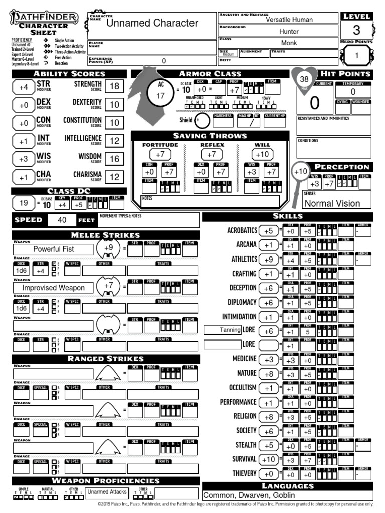 Unnamed Character - Character Sheet | PDF | Gary Gygax Games | Role ...