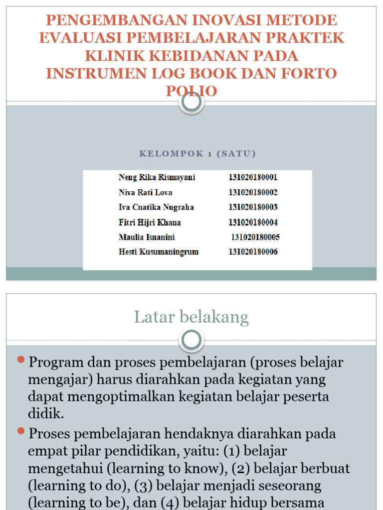 Pengembangan Inovasi Metode Evaluasi Pembelajaran Praktek Klinik Kebidanan | PDF