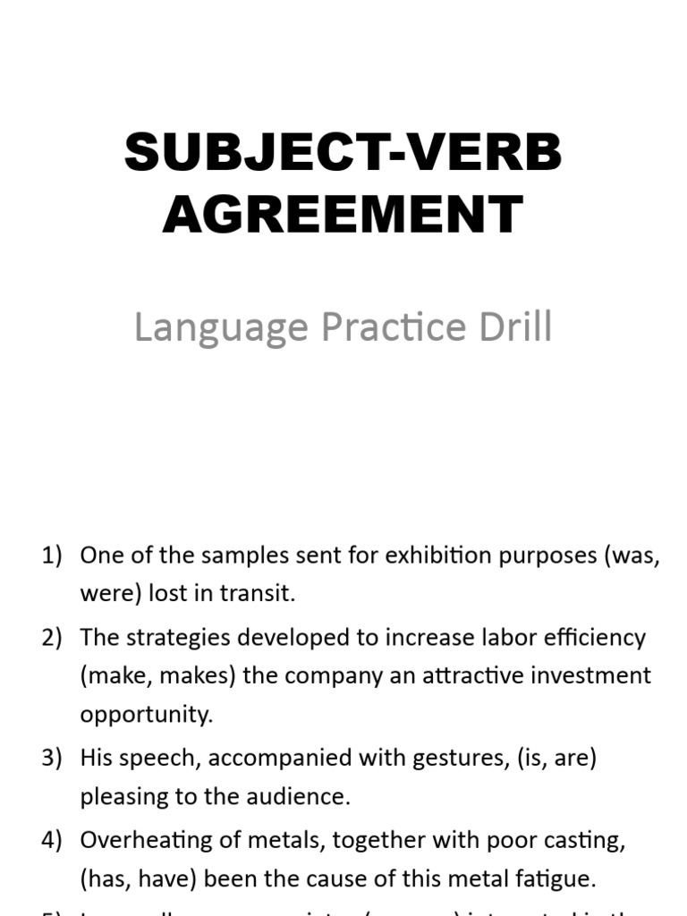 SUBJECT-VERB AGREEMENT Exercise | PDF
