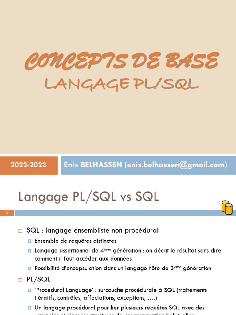 Notions de Base | PDF | PL/SQL | Développement de logiciel