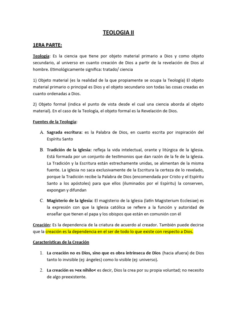 Resumen FINAL TEOLOGIA II | PDF