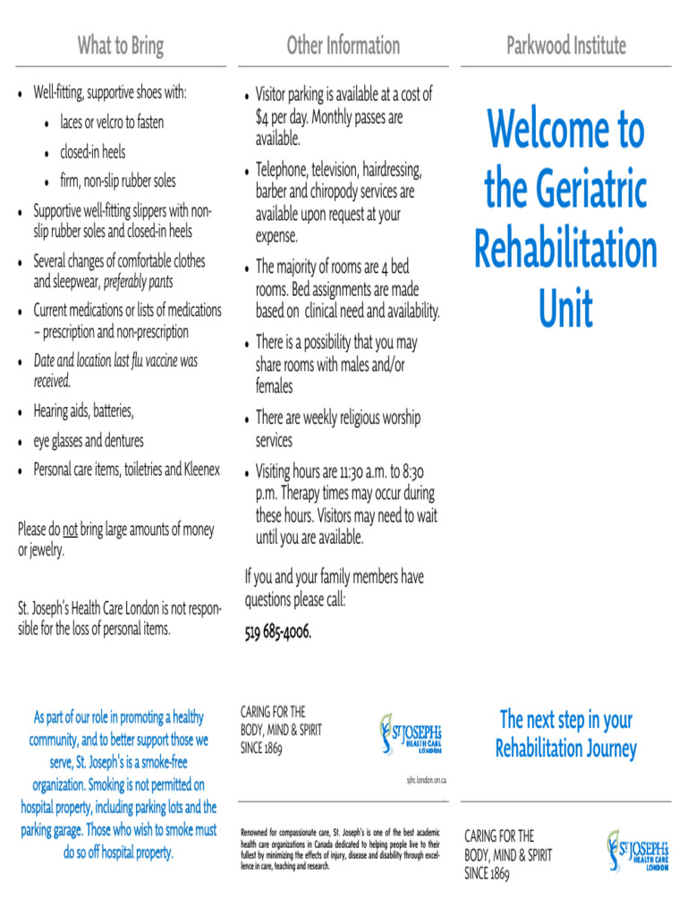 Welcome To The Geriatric Rehabilitation Unit: What To Bring Other ...