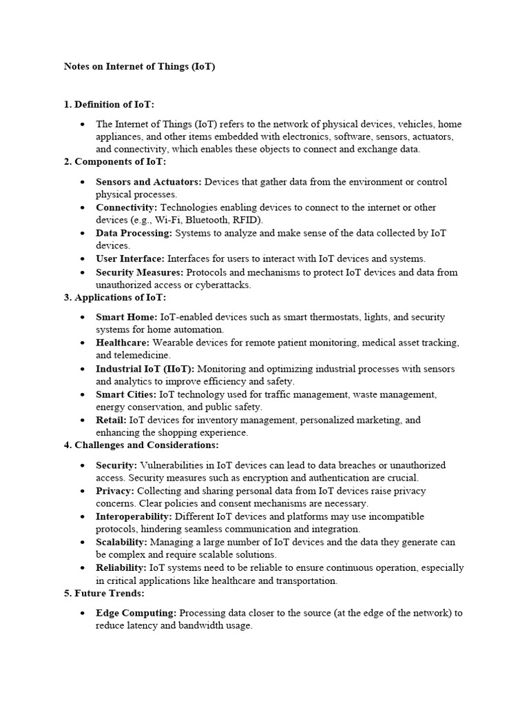 Notes IOT | PDF | Internet Of Things | Computer Security
