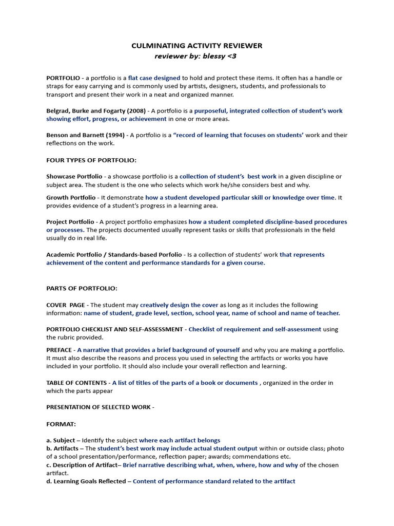 Culminating Activity Reviewer | PDF