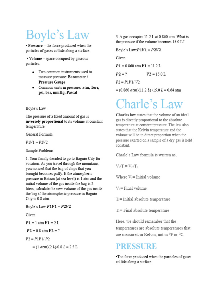 Boyle | PDF | Pressure | Pascal (Unit)