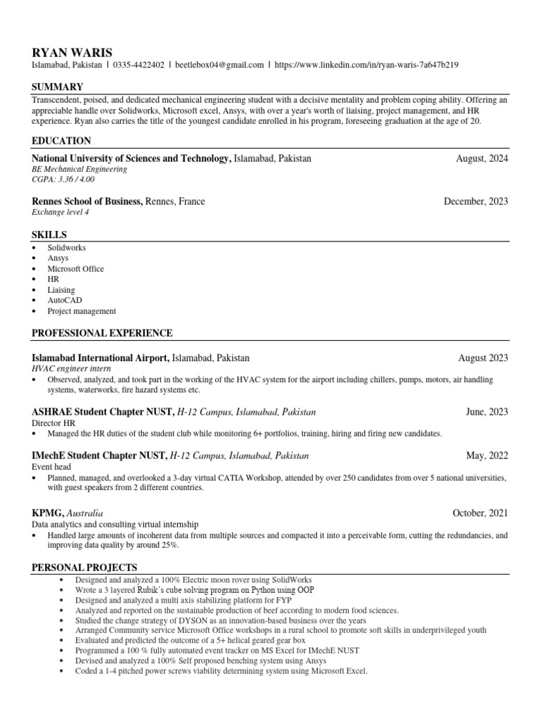 Cv-Ryan Waris | PDF | Engineering
