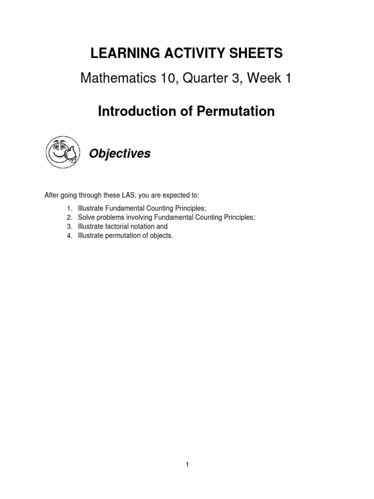 Las Math10 Q3 Wk1 Introduction Of Permutation Pdf Permutation Mathematics
