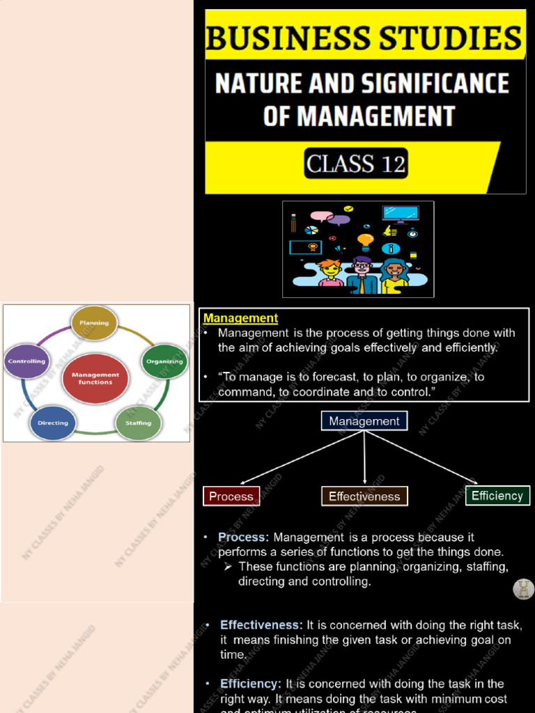 Notes of Nature and Significance of Management | PDF