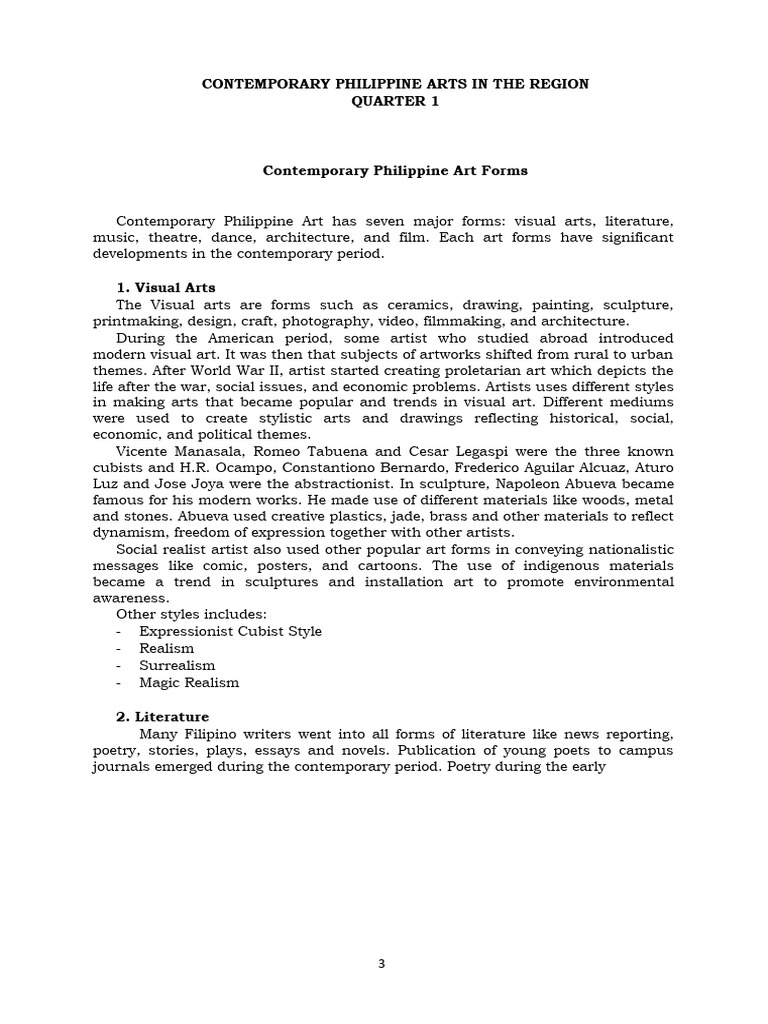 CPAR Lecture Notes 1stquarter | PDF | The Arts