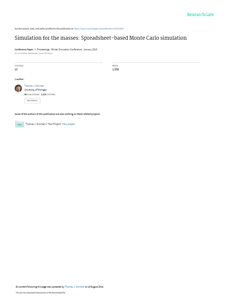 Simulation For The Masses Spreadsheet-Based Monte Carlo Simulation | PDF | Net Present Value ...