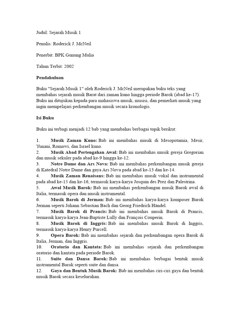 Sejarah Musik Barat Jilid 1 | PDF