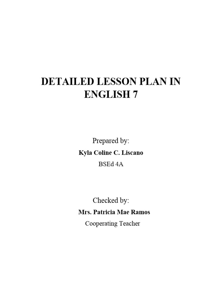 Detailed Lesson Plan in English | PDF