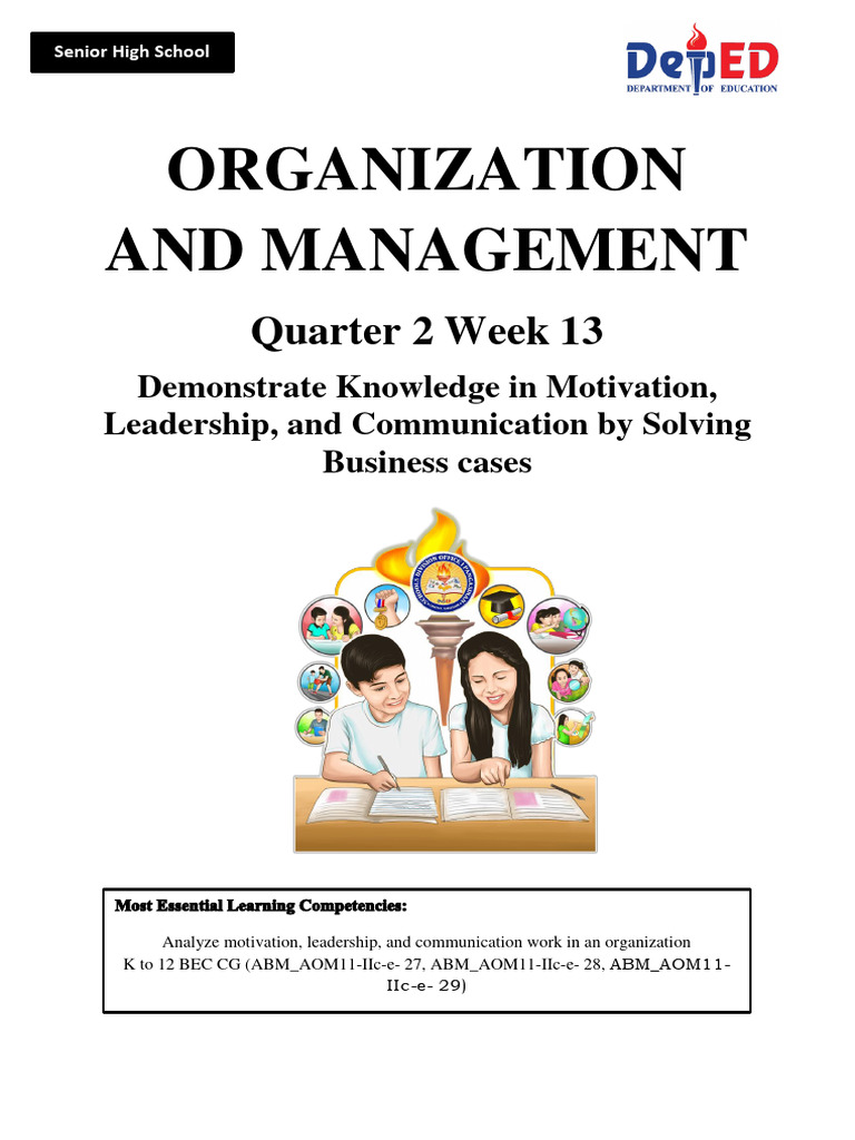 Super FINAL ORGANIZATION AND MANAGEMENT Q2 Week13 | PDF | Leadership | Motivational