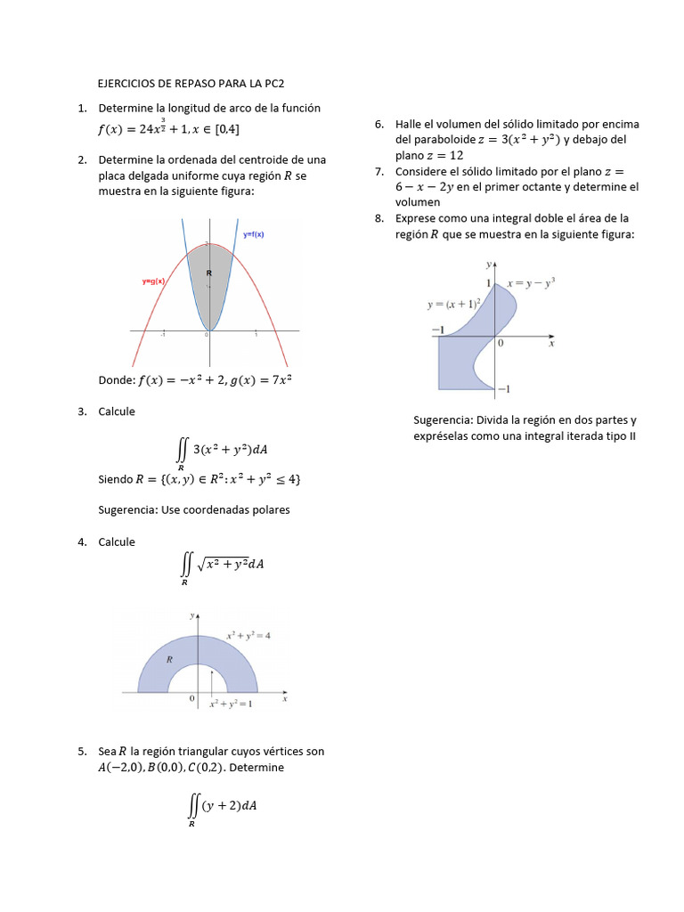 EJERCICIOS DE REPASO PARA LA PC2_TTXMDY | PDF