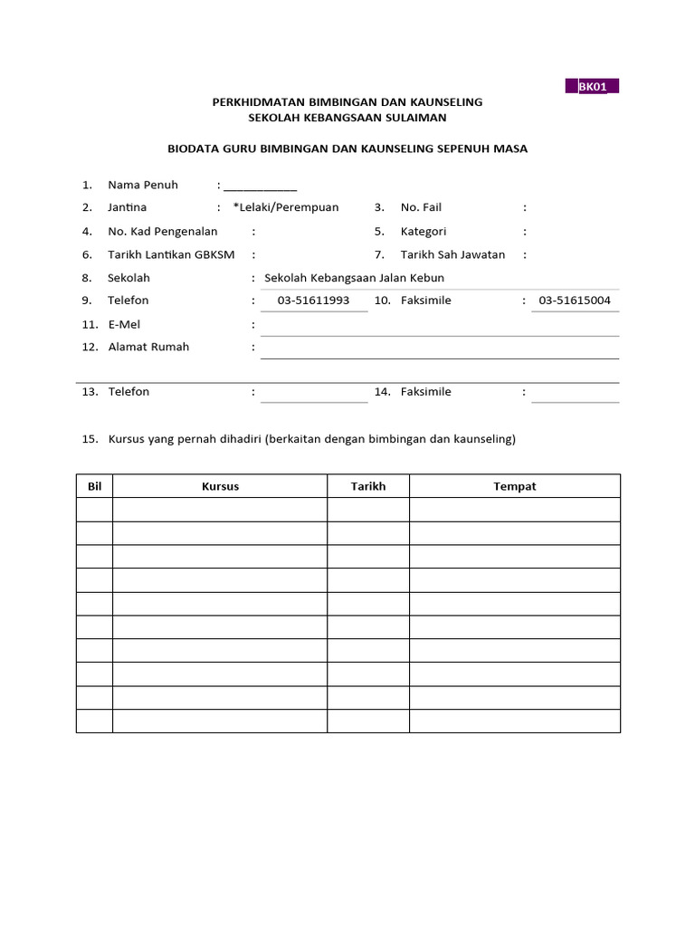 BORANG-BORANG KAUNSELING (1) (1) | PDF