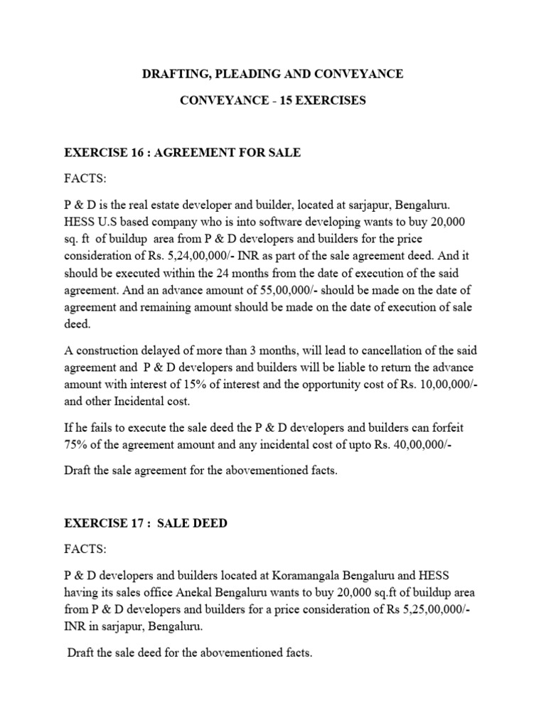 Conveyance 15 Exercises | PDF | Mortgages | Deed