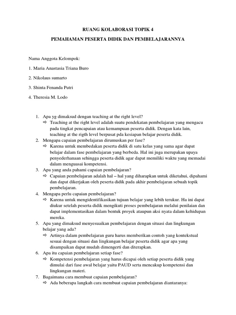 Ruang Kolaborasi Topik 4 Pemahaman | PDF | Karier & Perkembangan