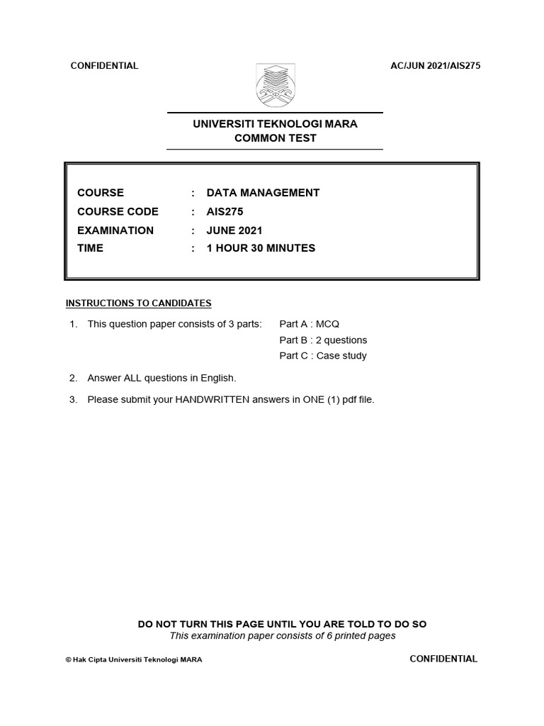 Data Management Exam June 2021 | PDF | Relational Model | Information ...