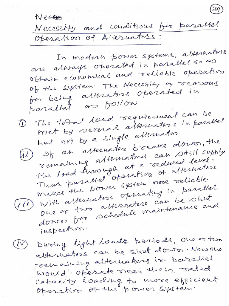 Parallel Operation Of The Alternator Pdf