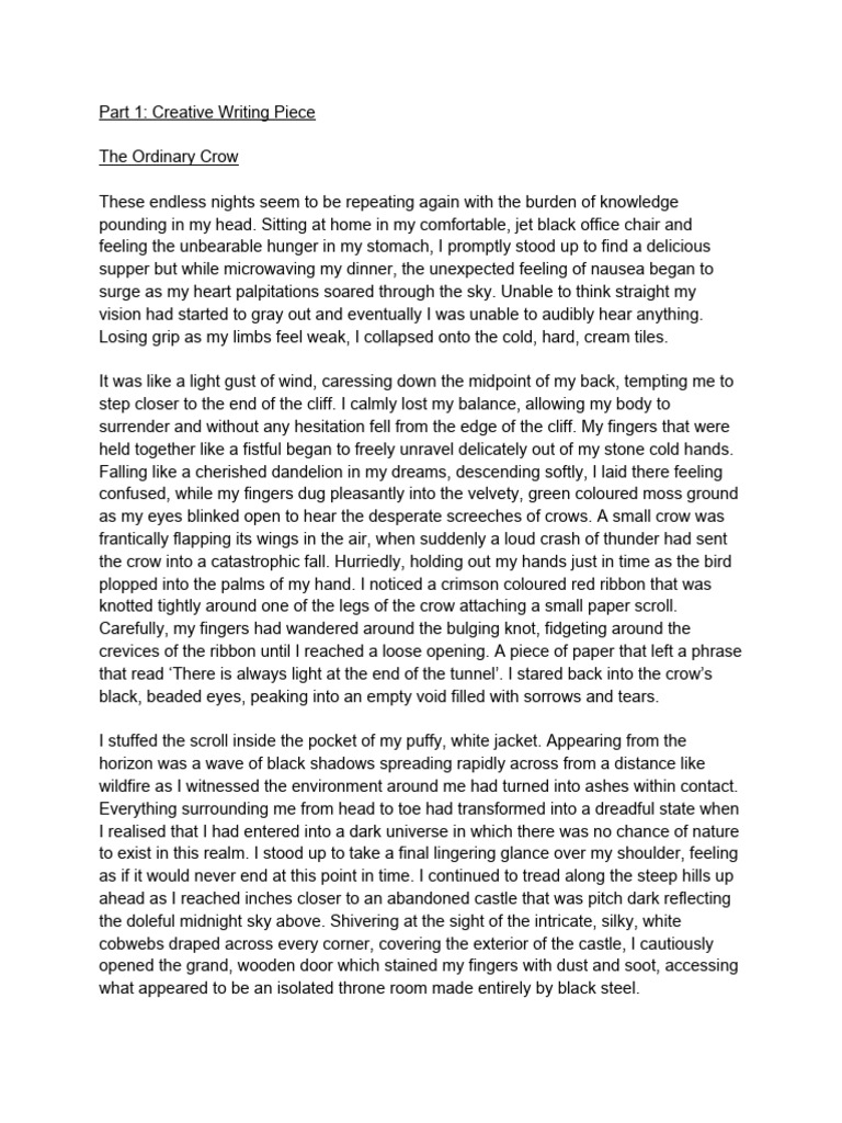 English Creative Writing Assessment Task | PDF