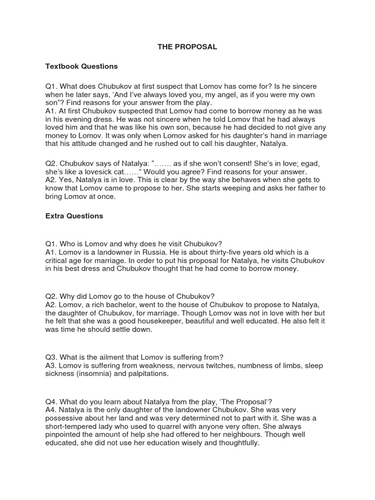 The Proposal Textbook Questions | PDF