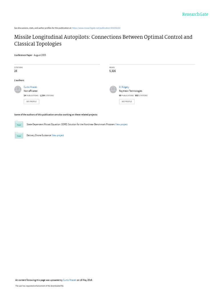Optimal Approach Autopilot Topologies | PDF | Optimal Control | Control ...