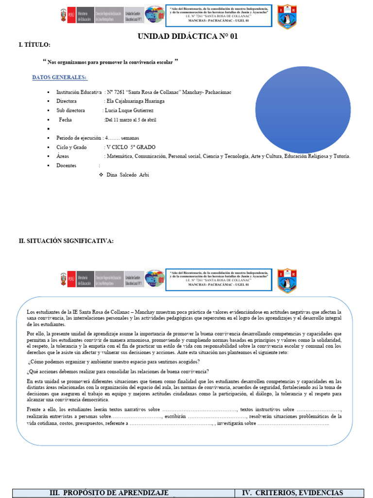 Esquema de UNIDAD DIDÁCTICA 2024 | PDF | Aprendizaje