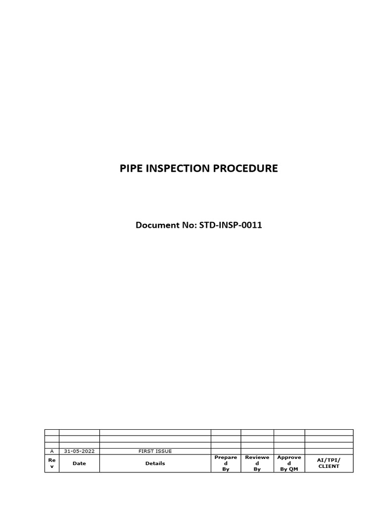 Subh (Pipe Inspection Procedure) | PDF | Pipe (Fluid Conveyance ...
