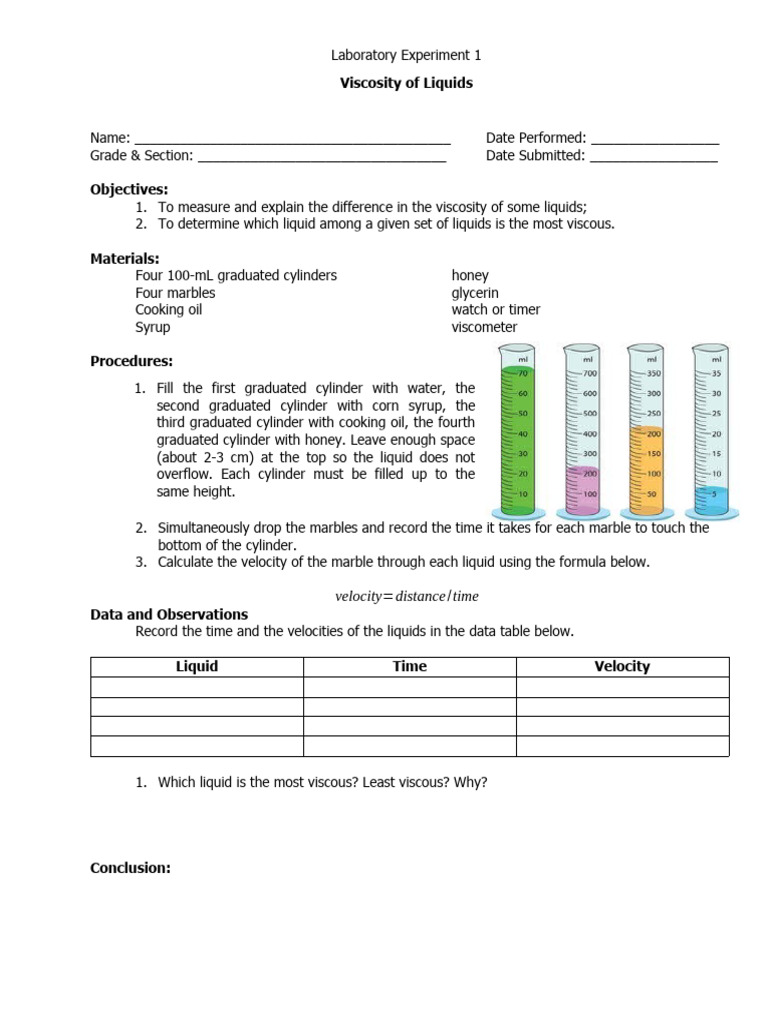 Viscosity Comparison of Common Liquids | PDF
