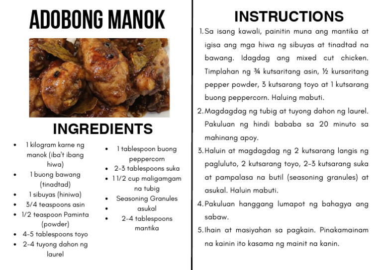 Adobong Manok | PDF
