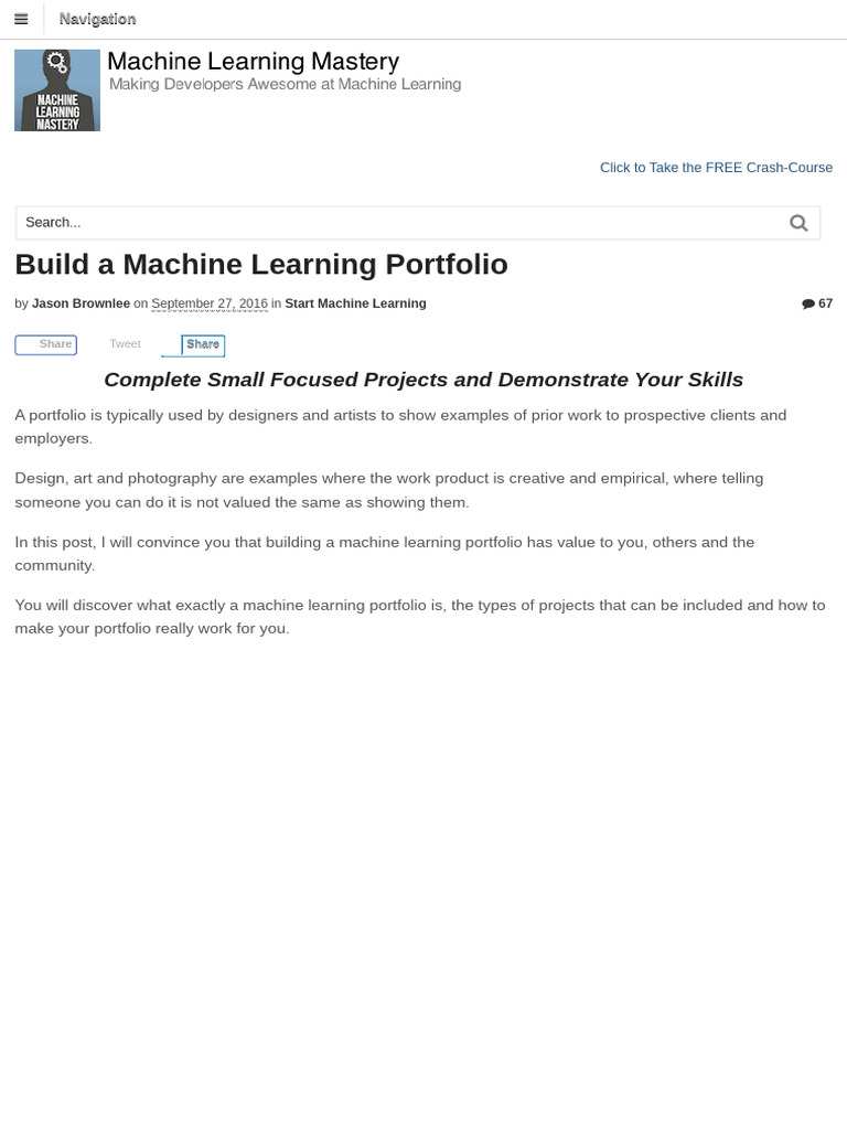 Build A Machine Learning Portfolio | PDF | Machine Learning | Learning